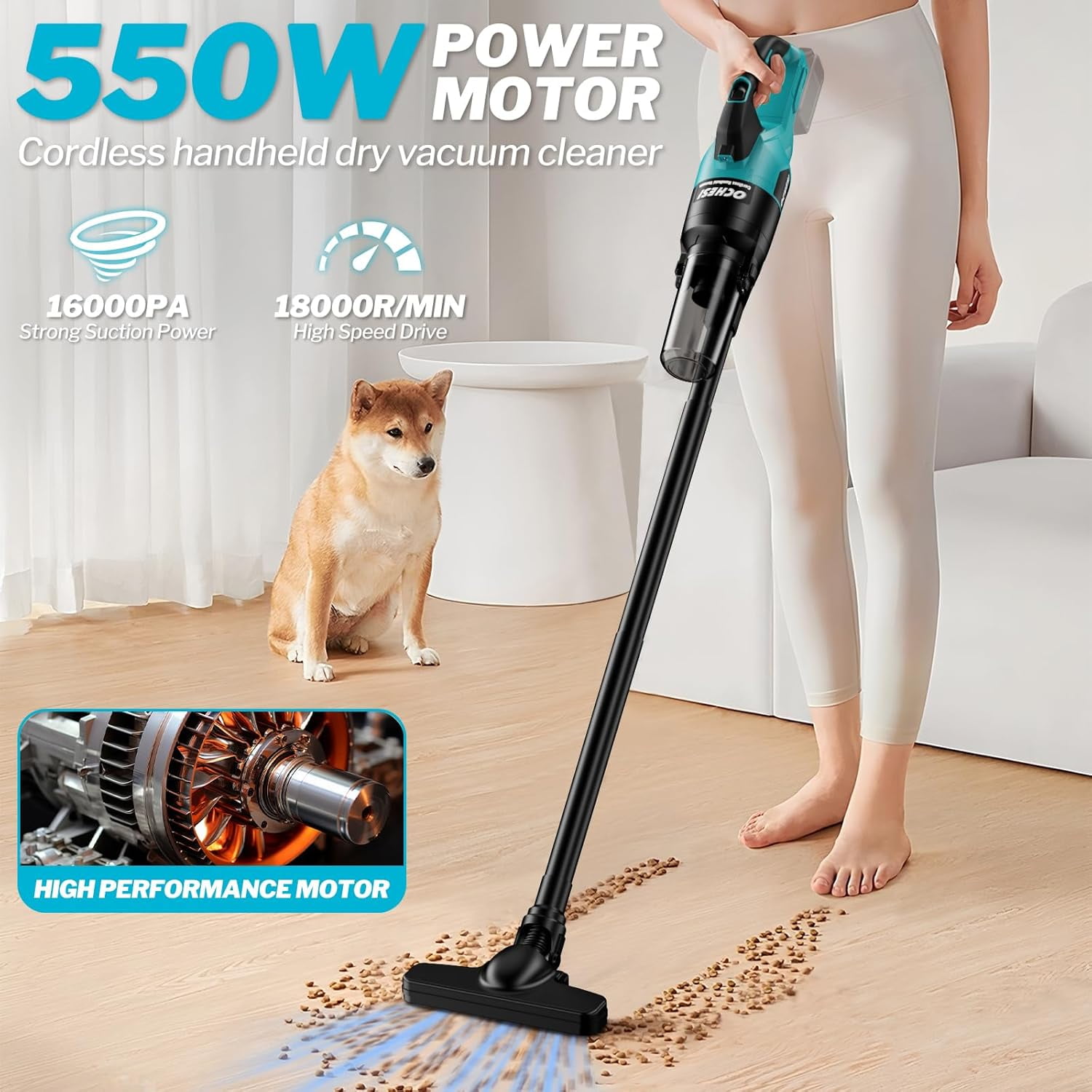 Cordless Vacuum Cleaner for 18V Battery, 6 in 1 Handheld Electric ...