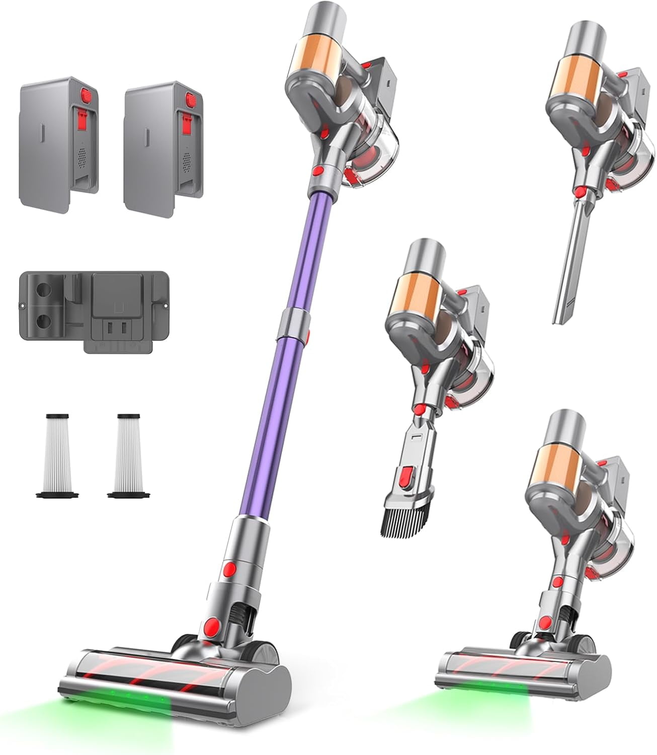 Cordless Vacuum Cleaner, 2 Batteries 120 Mins Runtime, 550W 45KPA Stick ...