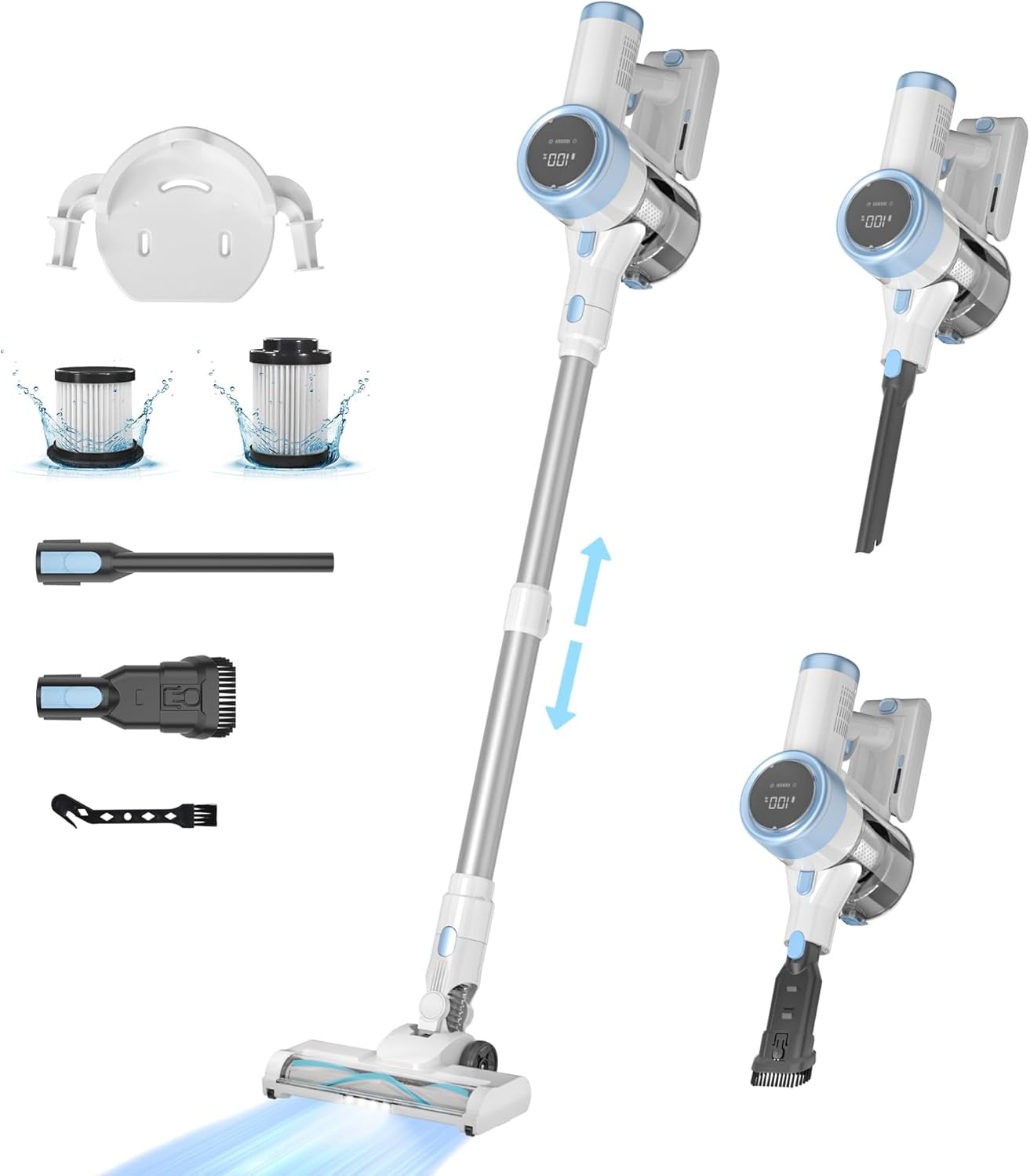 Cordless Vacuum Cleaner, 28Kpa Powerful Suction Vacuum Cleaners for ...
