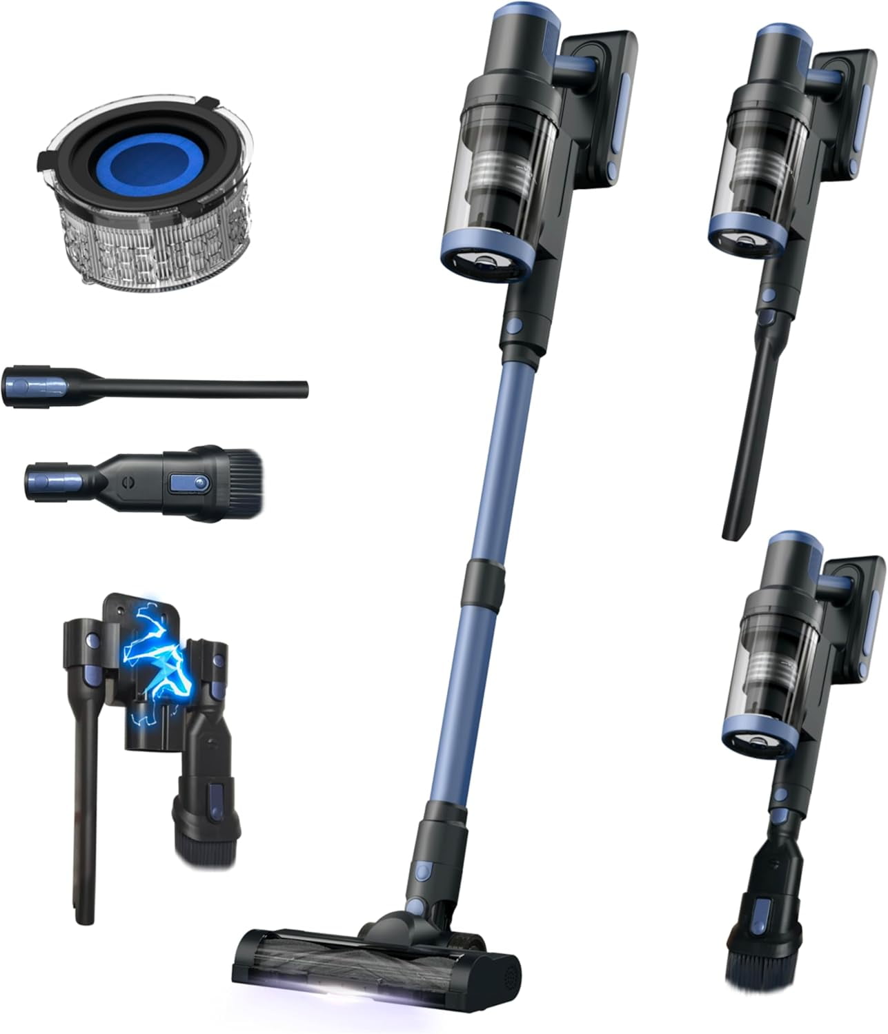 Cordless Vacuum Cleaner, 30KPA 350W Powerful Suction with 3 Modes, LED ...