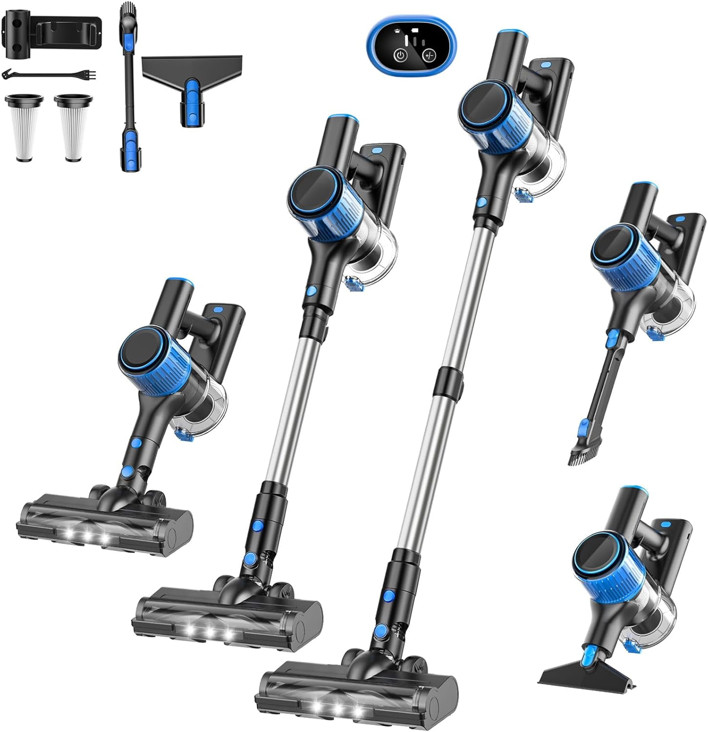 Cordless Vacuum Cleaner, 30Kpa 8-in-1 Stick Vacuum with LED Display & 3 ...