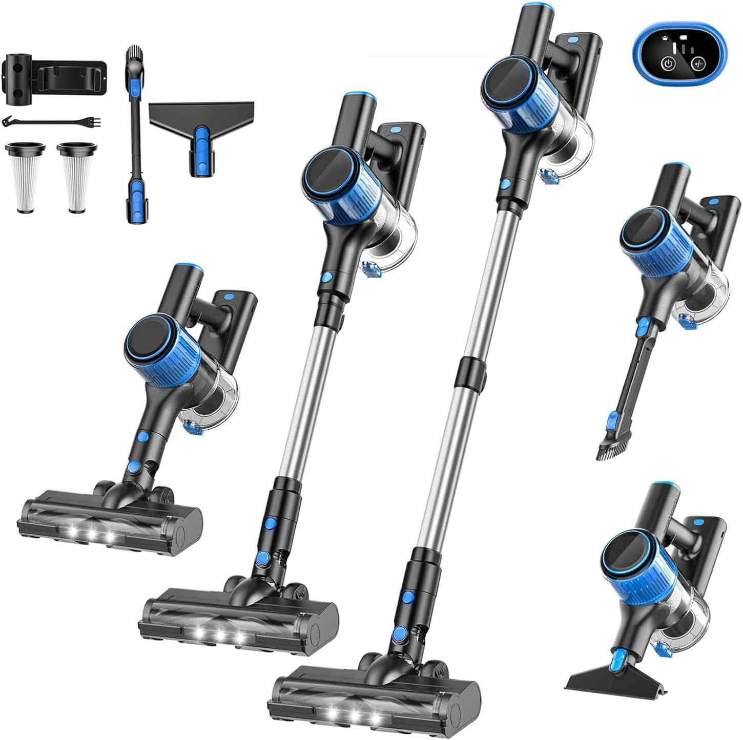 Cordless Vacuum Cleaner, 30Kpa 8-in-1 Stick Vacuum with LED Display & 3 ...