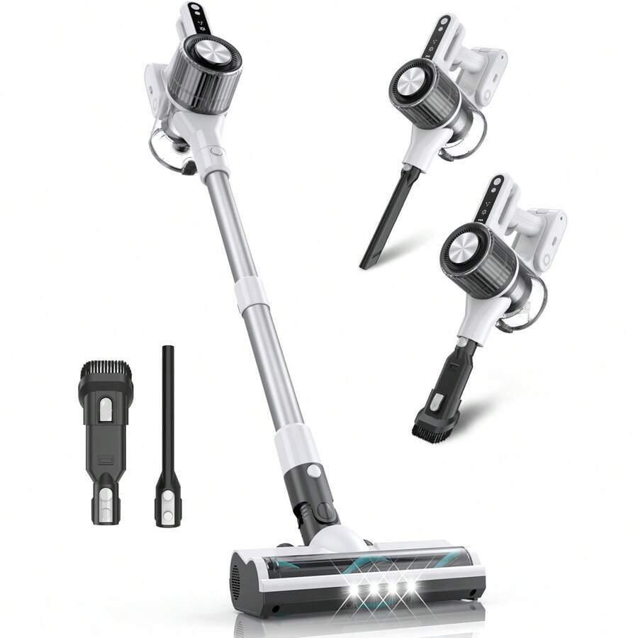 Cordless Vacuum Cleaner, 30Kpa Stick Vacuum With LED Display, Battery ...