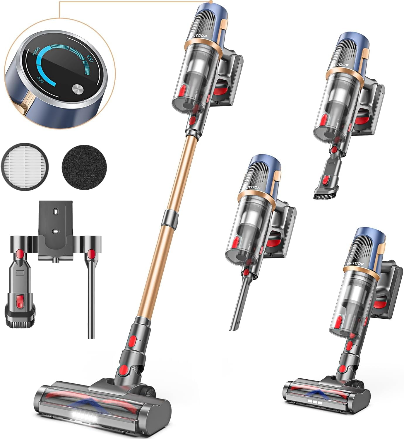 Cordless Vacuum Cleaner, 30Kpa Vacuum Cleaners for Home, Max 50Mins ...