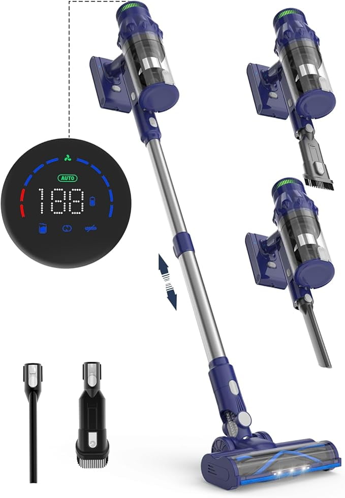 Cordless Vacuum Cleaner - 38Kpa Powerful Vacuum Cleaner with Touch ...
