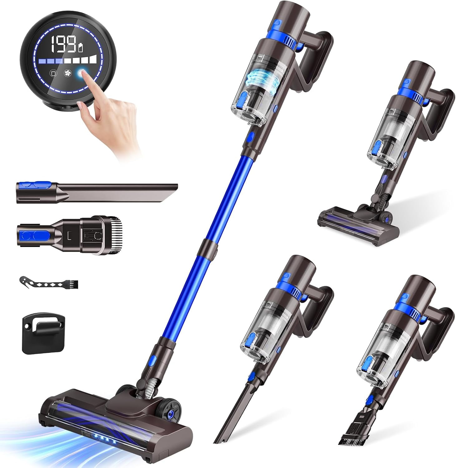 Cordless Vacuum Cleaner, 550W 45KPA 45 Mins Self-Standing Vacuum ...