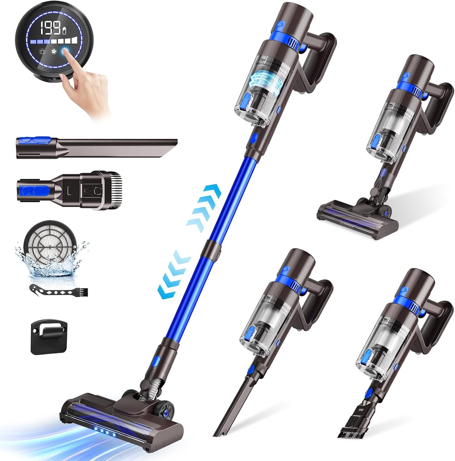 Cordless Vacuum Cleaner, 550W 45KPA 50Min Cleaners for Home, Self ...