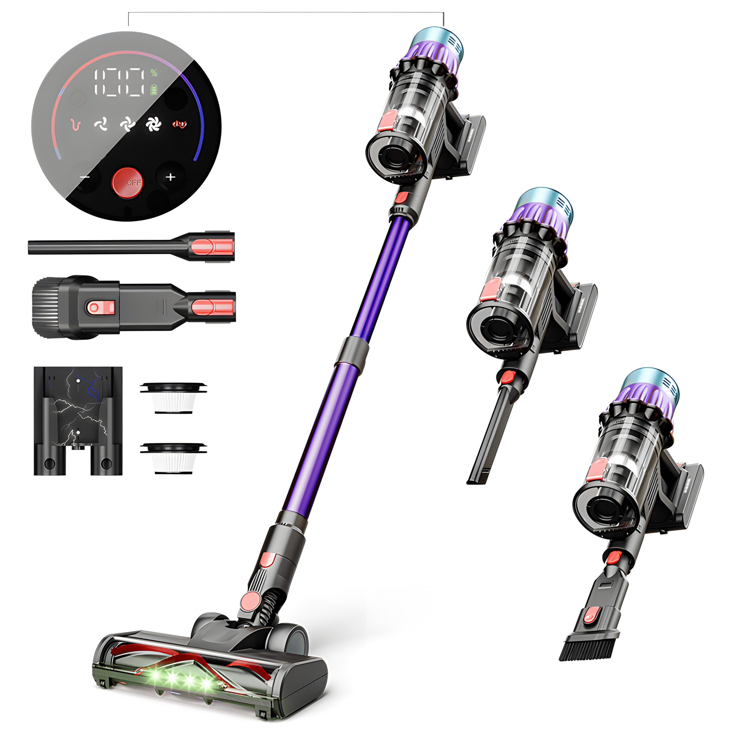 Cordless Vacuum Cleaner, 600W 50KPA 50 Mins Runtime Vacuum Cleaners for ...