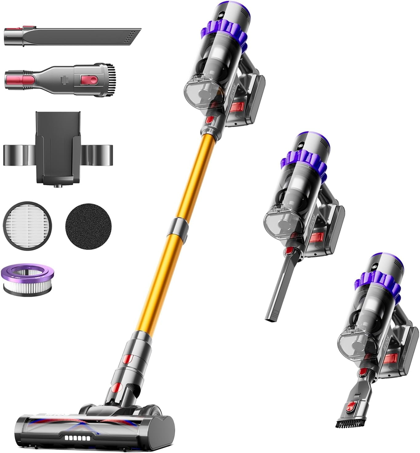 Cordless Vacuum Cleaner, 550W 45KPA 70Mins Self-Standing Vacuum ...