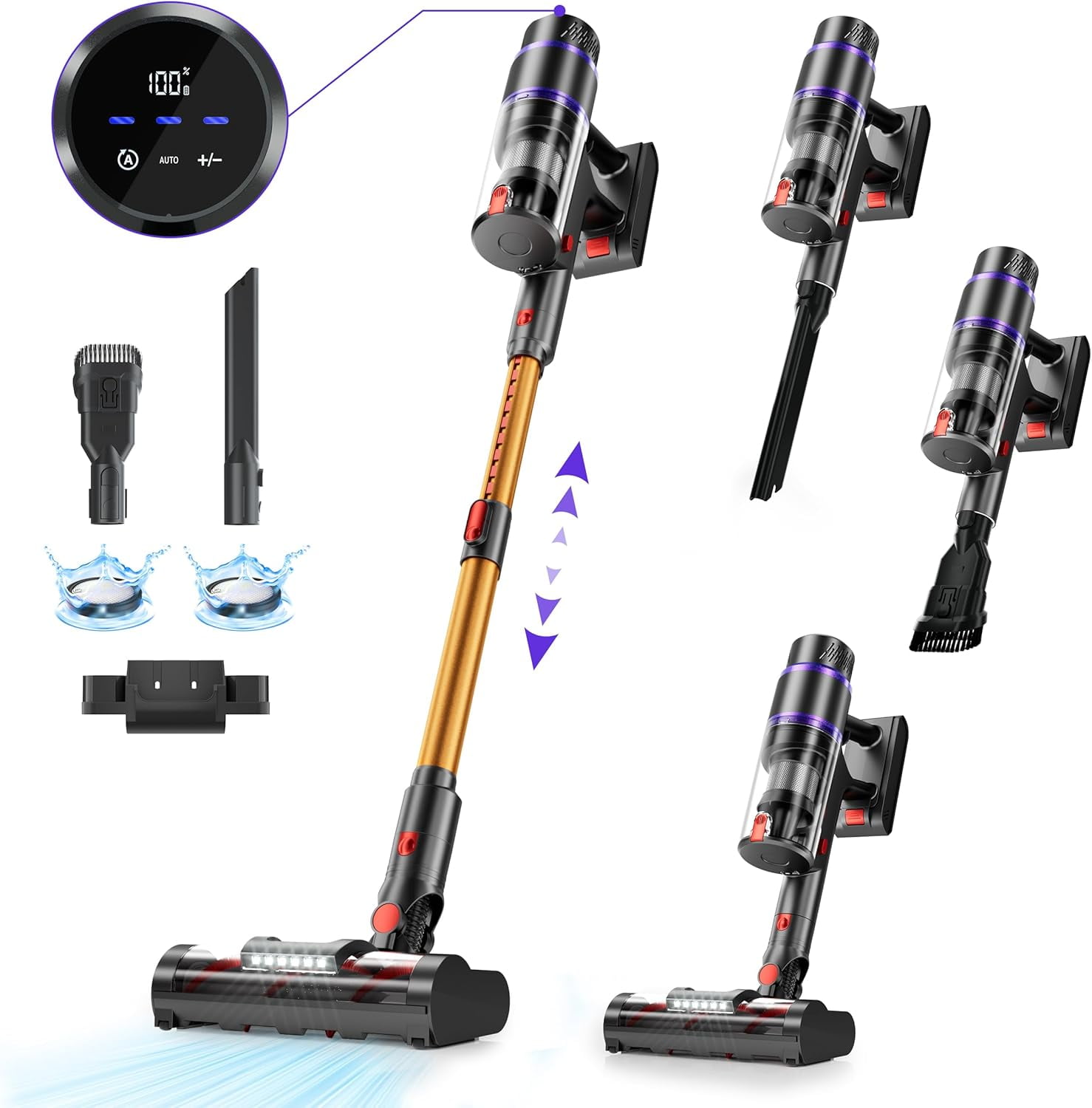Cordless Vacuum Cleaner, 550W 48Kpa Vacuum Cleaners for Home with ...