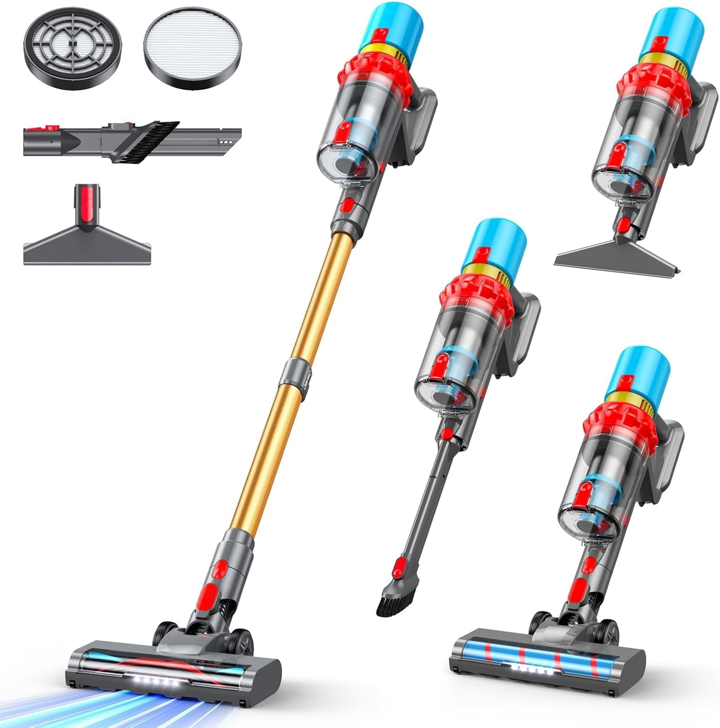 Cordless Vacuum Cleaner, 550W 70Mins Powerful Suction Stick Vacuum ...