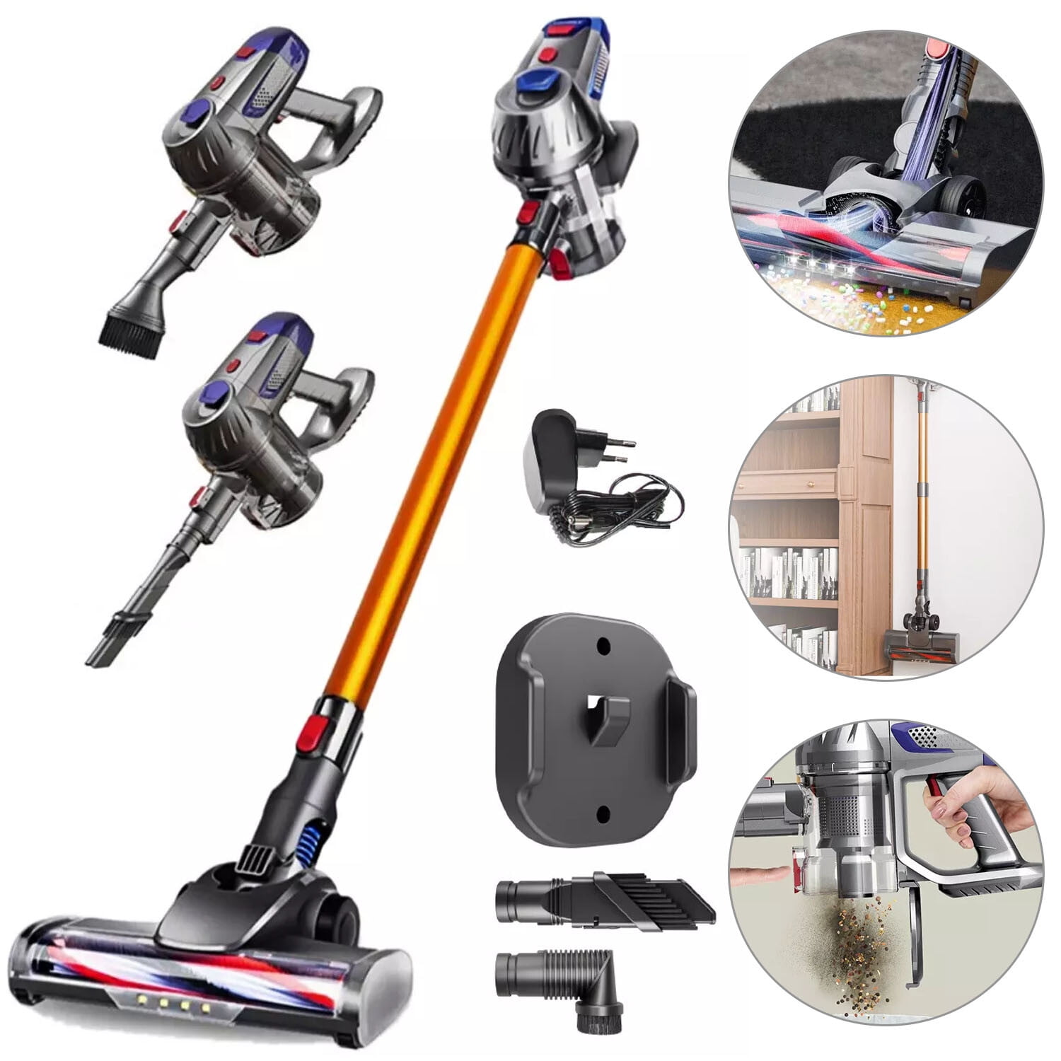 Cordless Vacuum Cleaner 6 in 1 Lightweight Stick Vacuum Cleaner LED ...