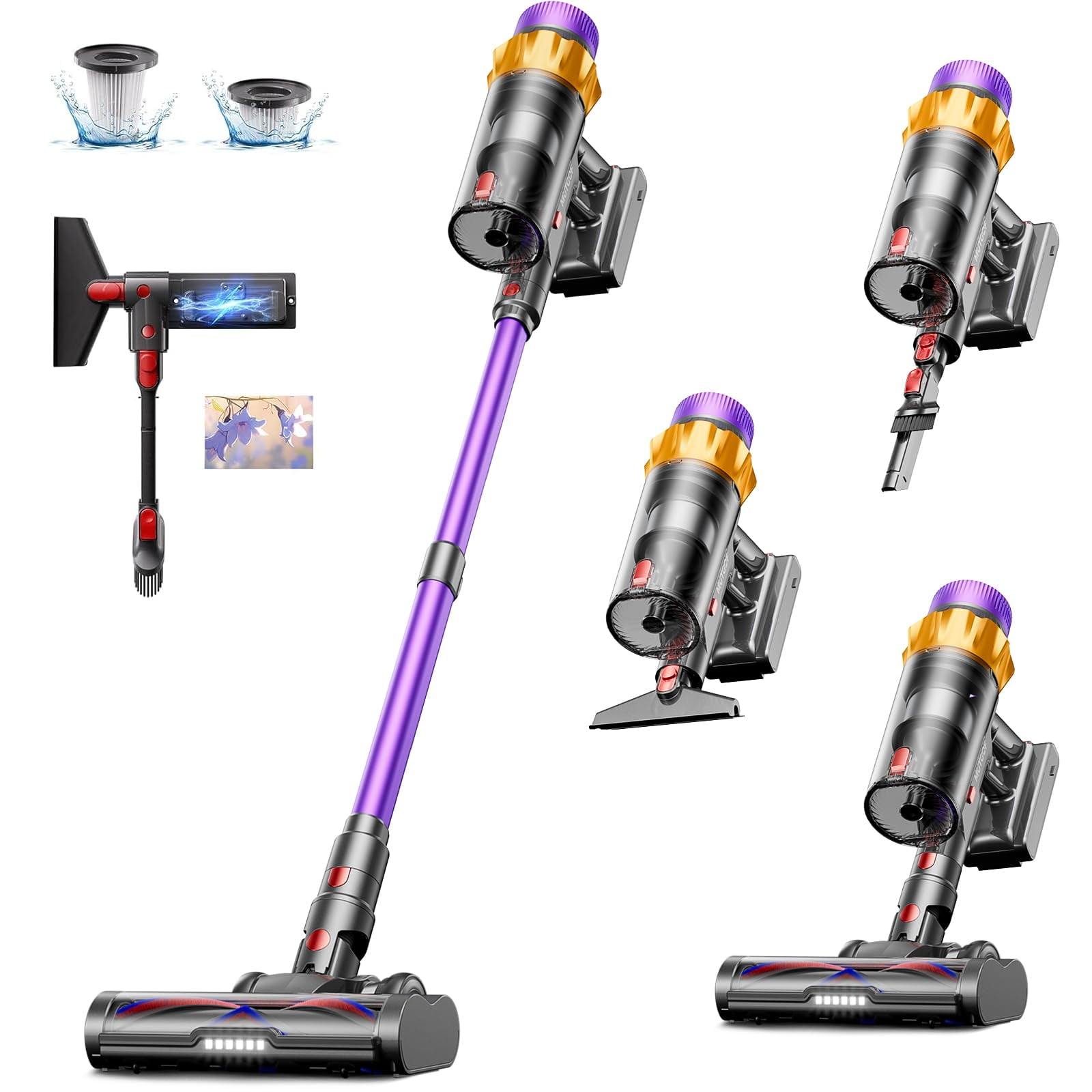 Cordless Vacuum Cleaner, 600W 50KPA 70 Mins Vacuum Cleaners for Home ...