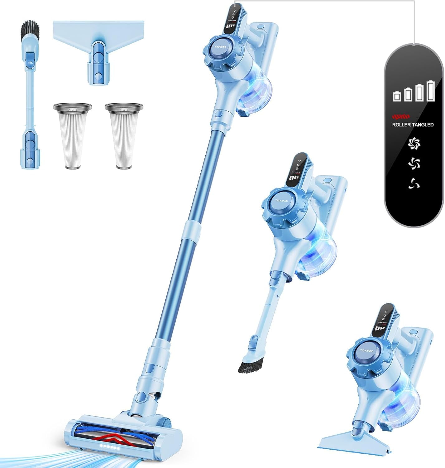 Cordless Vacuum Cleaner, 8-in-1 Lightweight Stick Vacuum with 45mins ...