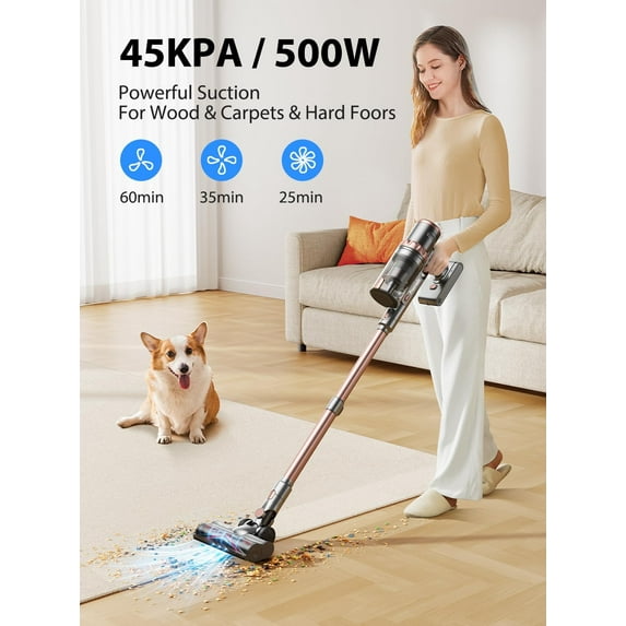 Cordless Vacuum Cleaner Handheld Vacuums 500W/45Kpa Lightweight Stick ...