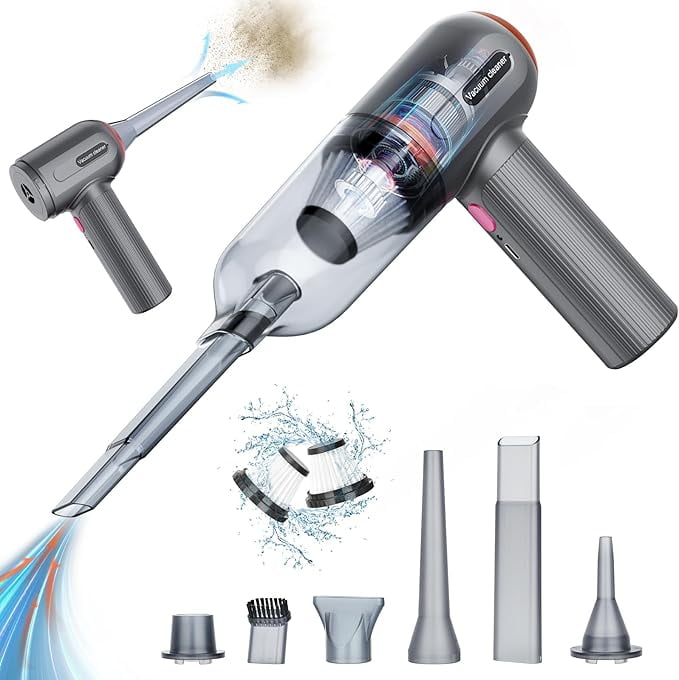 Cordless Vacuum Cleaner, Mini Portable Dust Buster & Air Blower & Hand ...