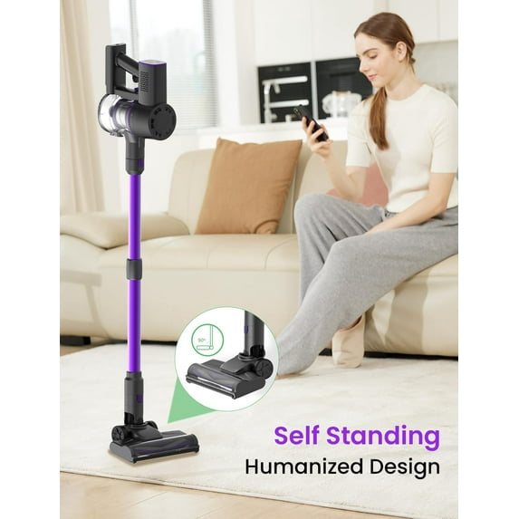 Cordless Vacuum Cleaner, Self-Standing, Rechargeable Stick Vacuum ...