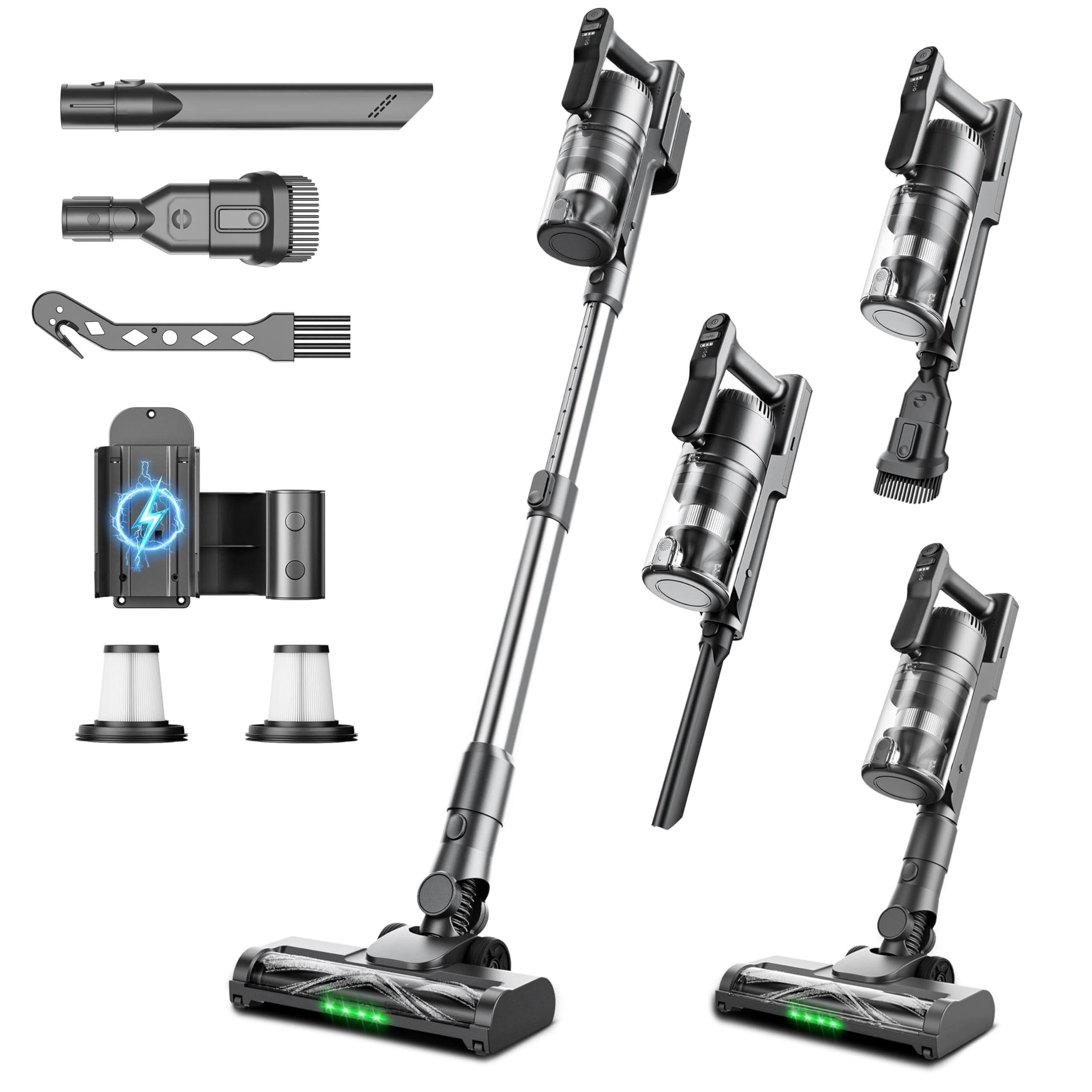 Cordless Vacuum Cleaner, Upgraded 600W 55KPA 55mins Vacuum Cleaners for ...