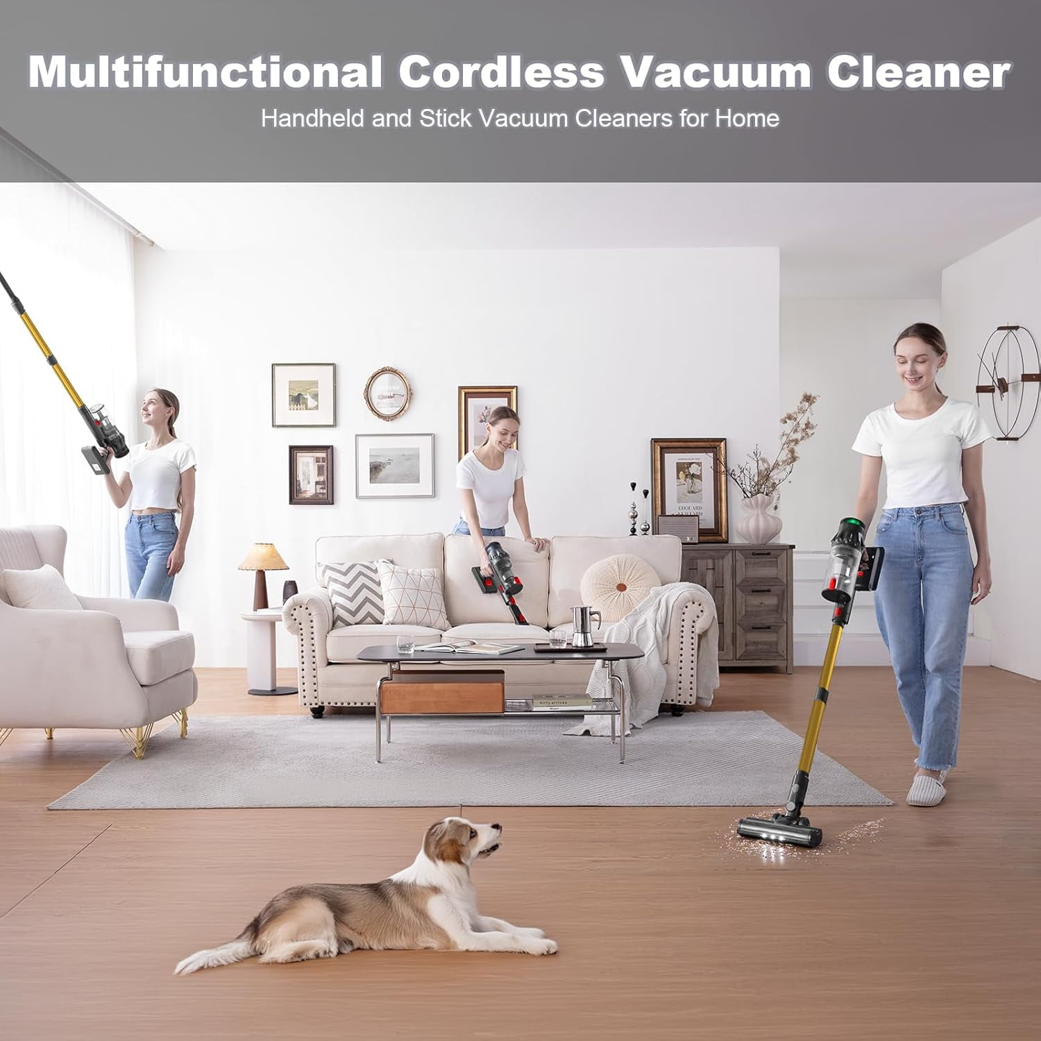 Cordless Vacuum Cleaner, Vacuum Cleaners for Home, 50KPA 500W Stick ...