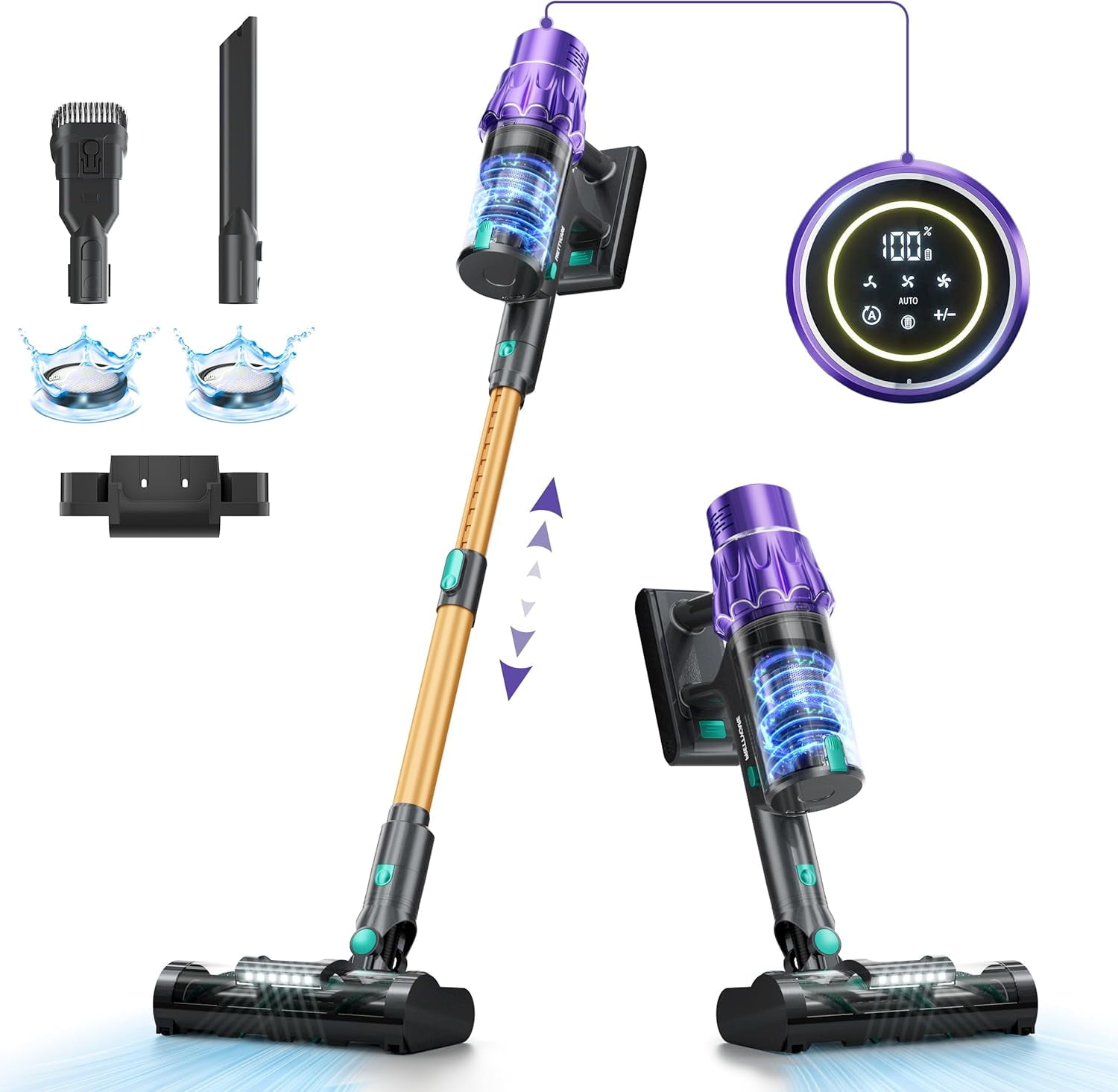 Cordless Vacuum Cleaner, Vacuum Cleaners for Home 560W 45Kpa Powerful ...