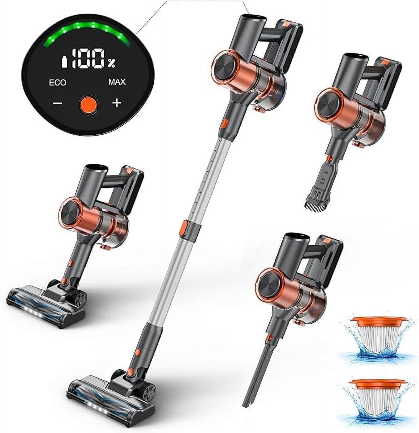 Cordless Vacuum Cleaner with LED Display, 45 Mins Max Runtime, 2200 mAh ...