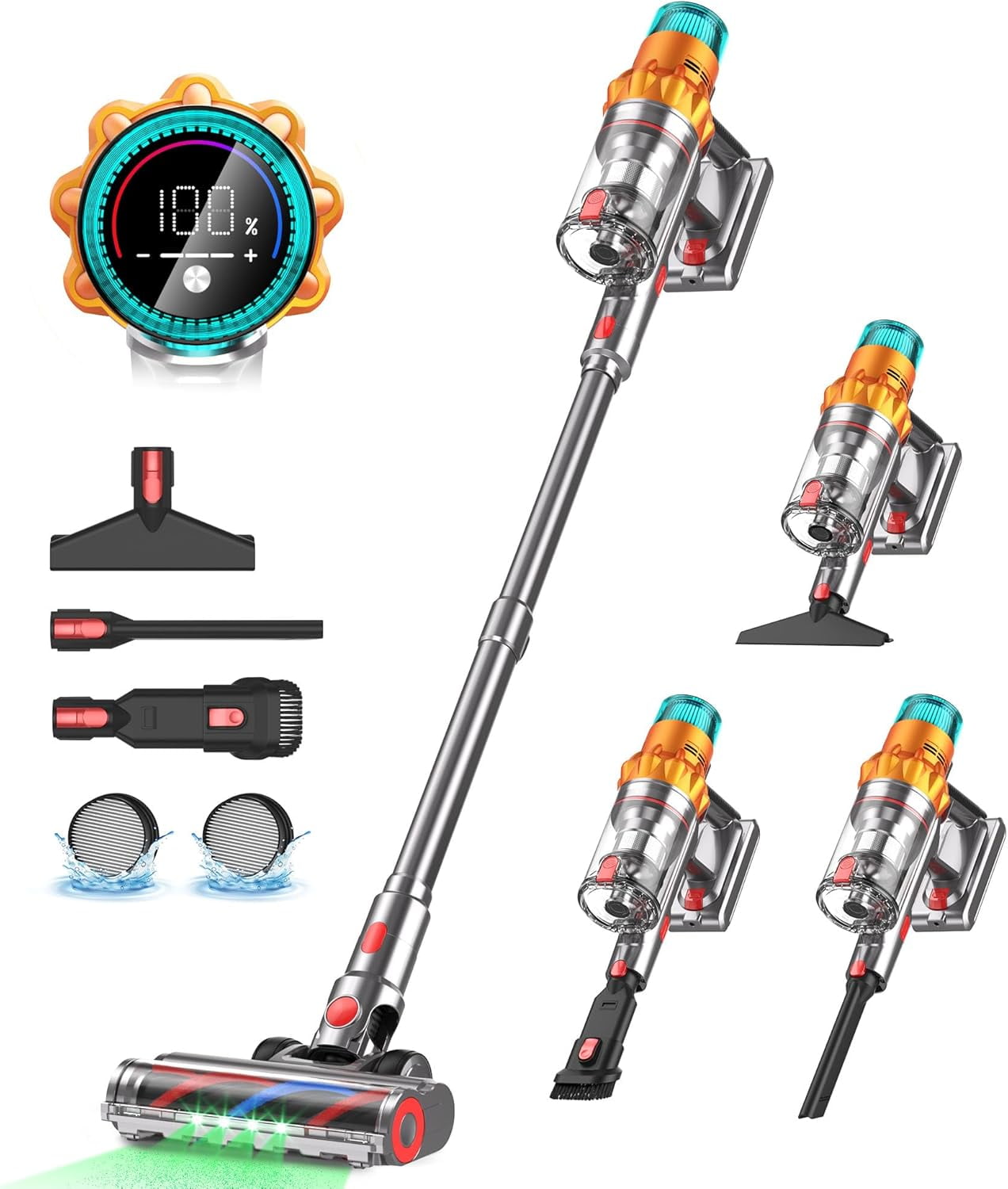 Cordless Vacuum Cleaners for Home,8-in-1/65Min/600W/48Kpa Powerful ...