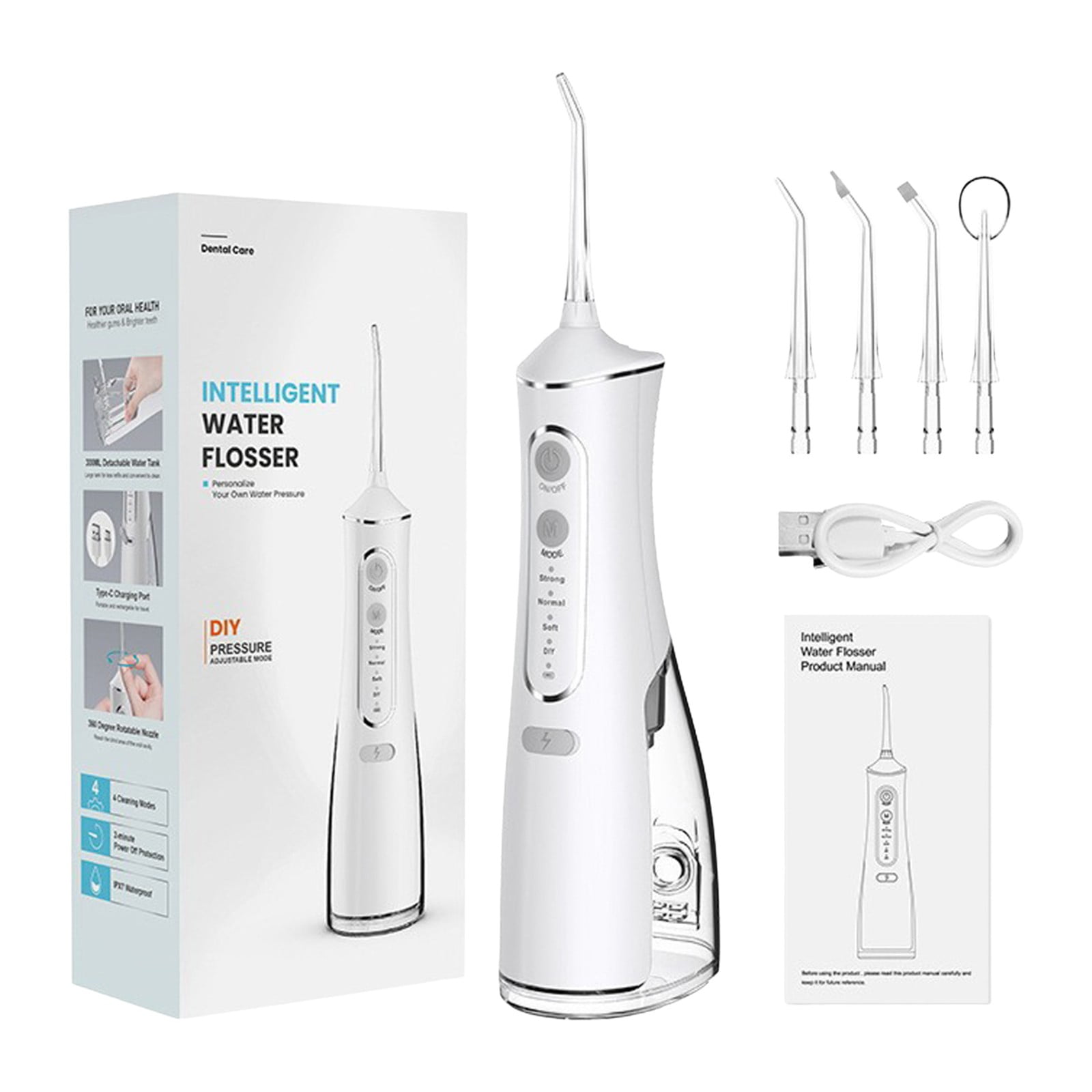 Cordless Water Flosser For Teeth Oral Irrigator 4 Modes With 300ml ...