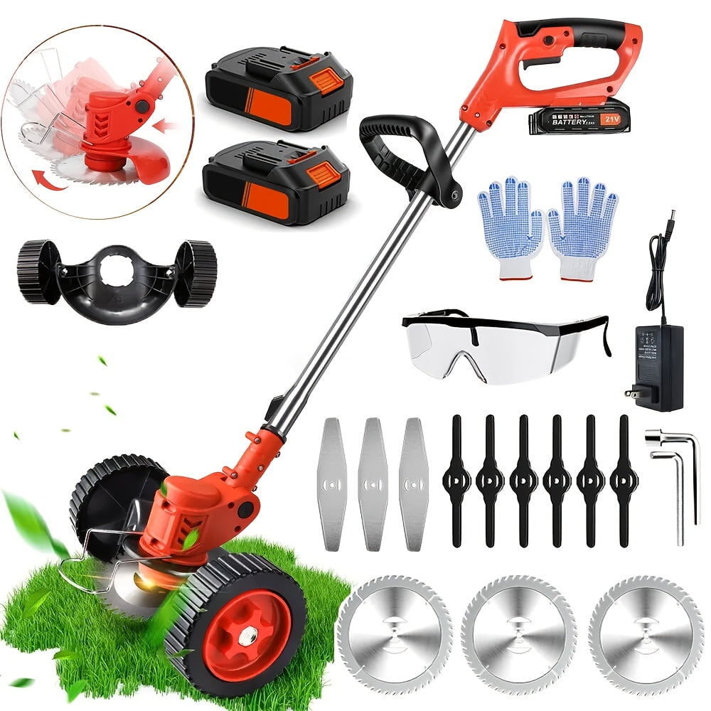 Cordless Weed Eater String Mower with Wheels | Folding 3-in-1 Battery ...