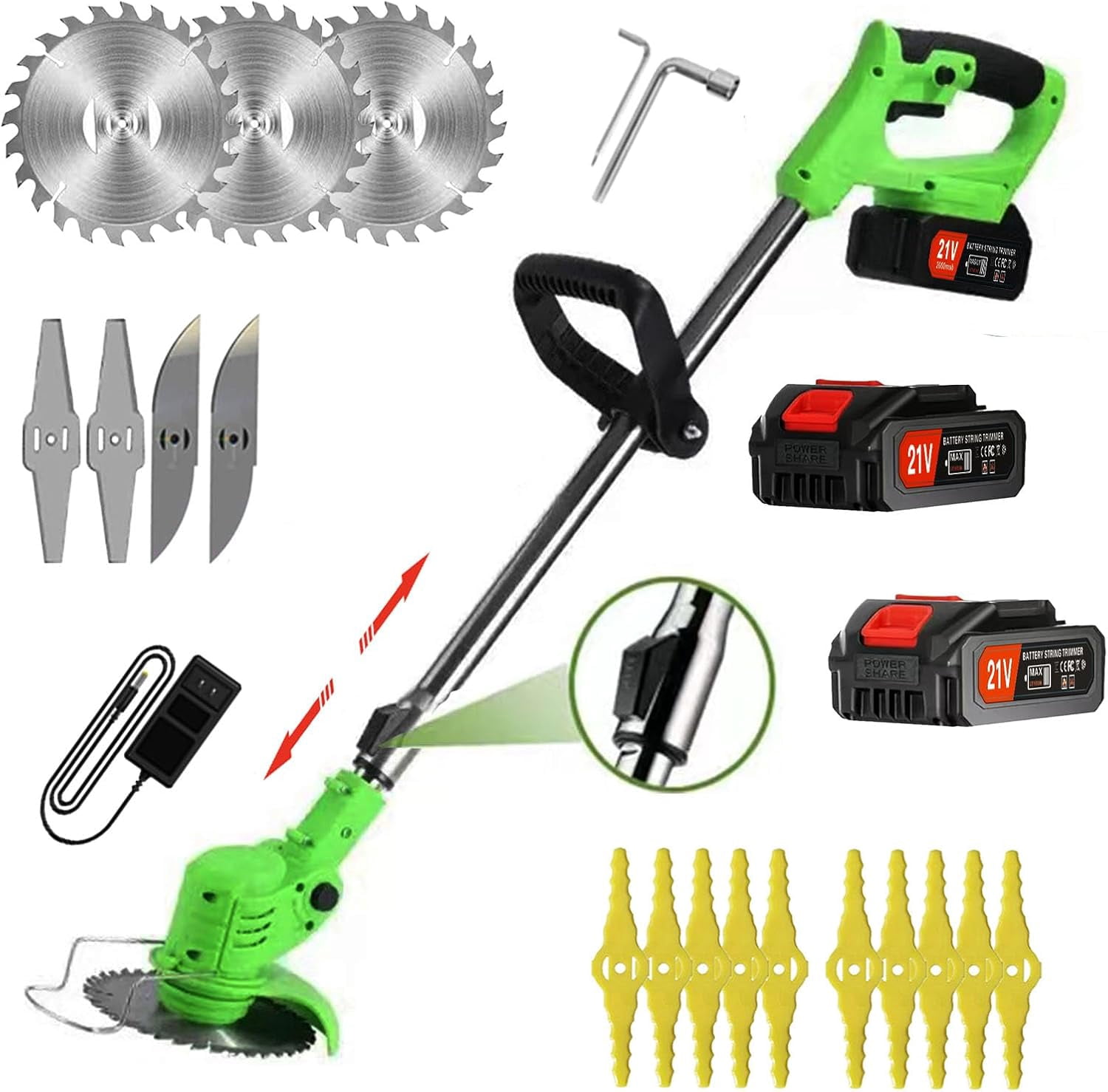 Cordless Weed Eater,Weed Wacker,21V 2Ah Battery Powered Weed ...