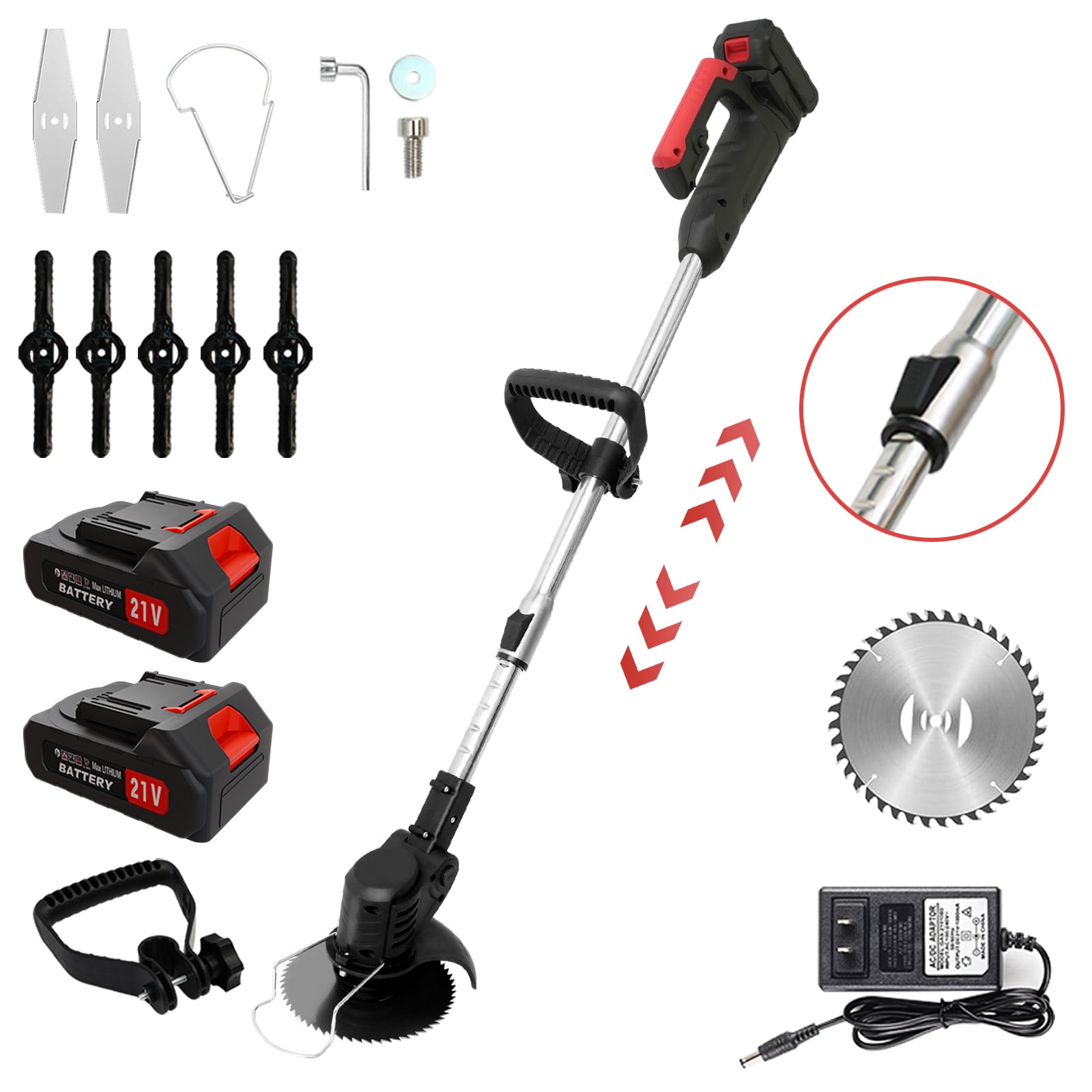 21V Cordless String Trimmer, 2 X 1.5Ah Battery Weed Wacker with Fast ...