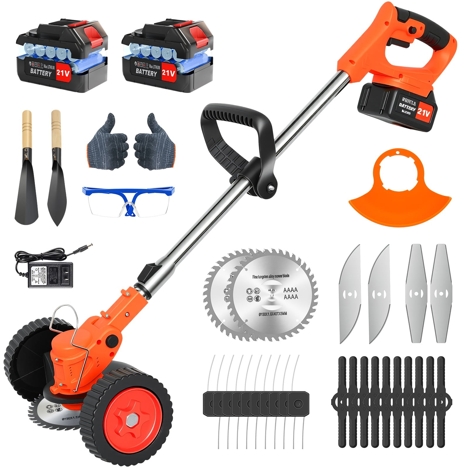 Cordless Weed Trimmer with Wheels, 650W 3-in-1 Grass Trimmer/Edger ...