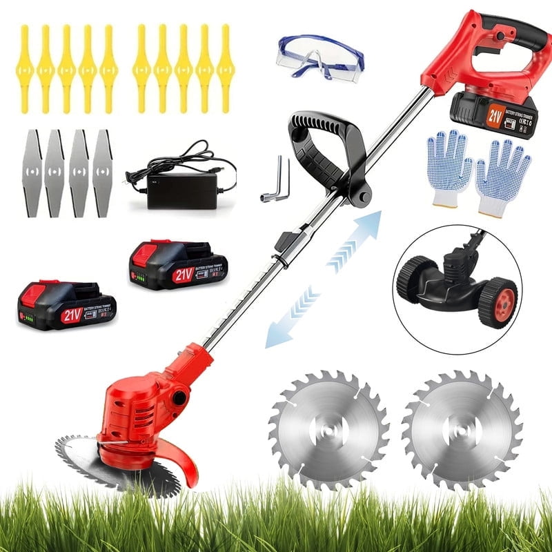 Cordless Weed Wacker, 21V 2×2000mAh Weed Eater Battery Powered, 3-in-1 ...