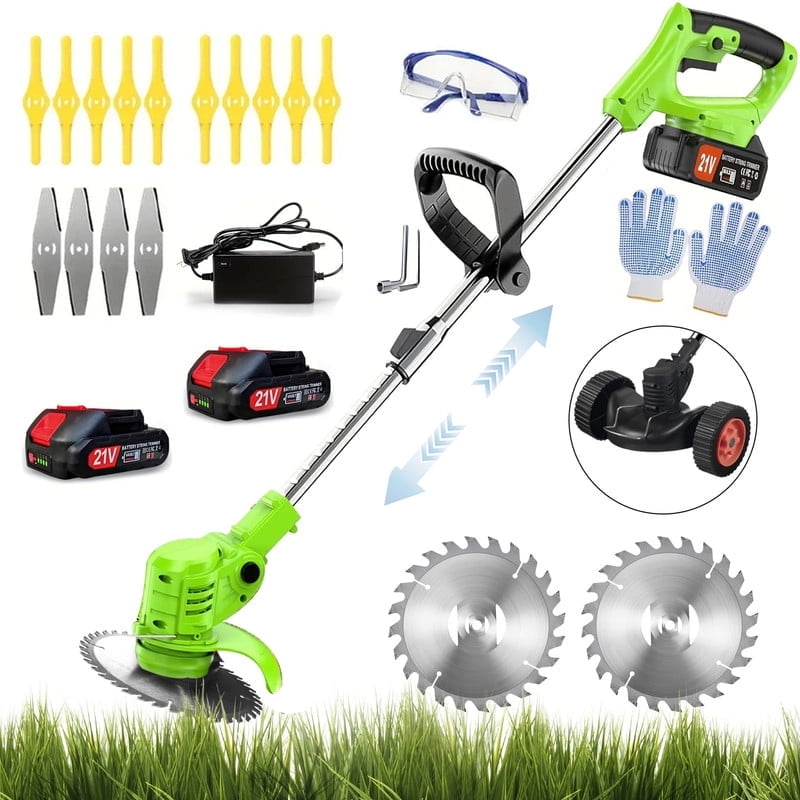 Cordless Weed Wacker, 21V 2×2000mAh Weed Eater Battery Powered, 3-in-1 ...