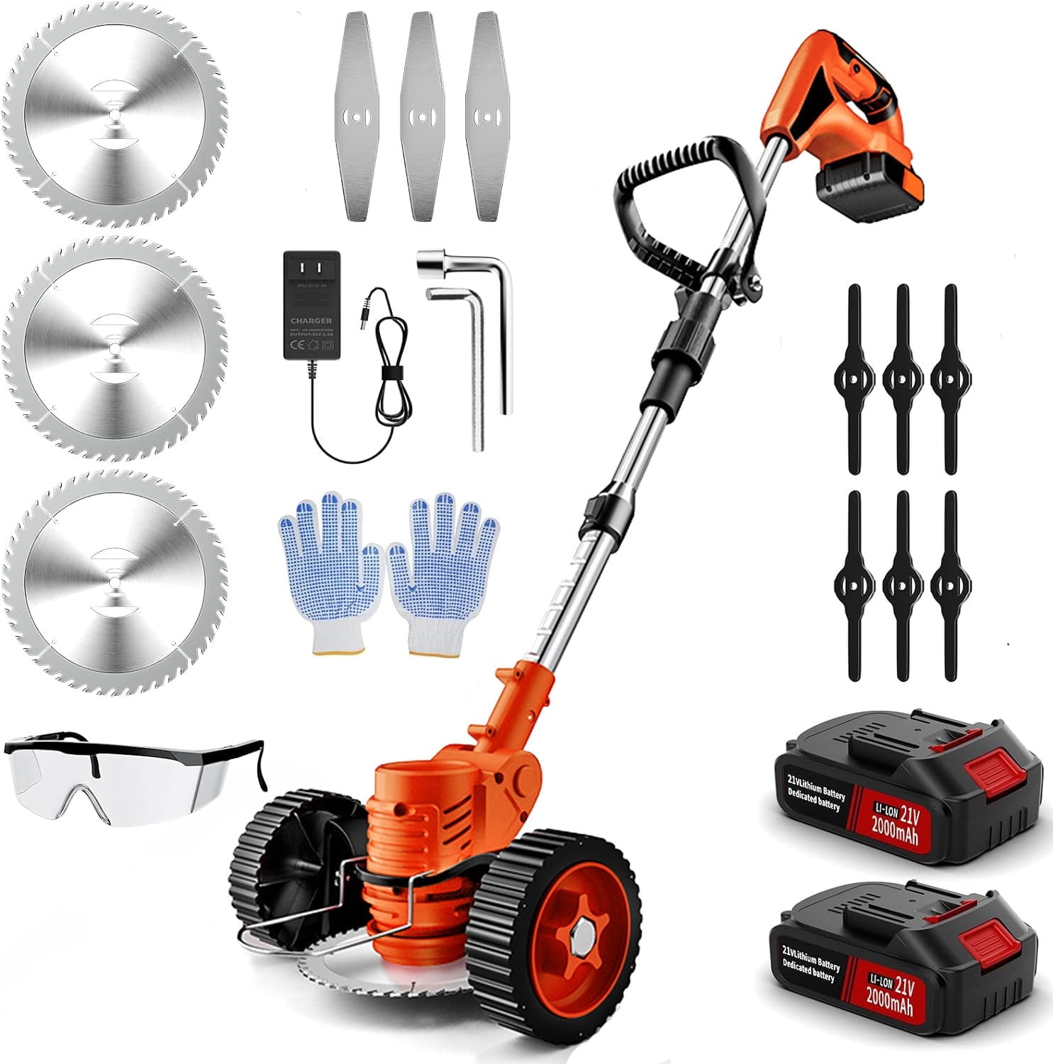 MYJTOPUS Cordless Weed Wacker 3-in-1 Lawn Trimmer Edger Brush Cutter ...