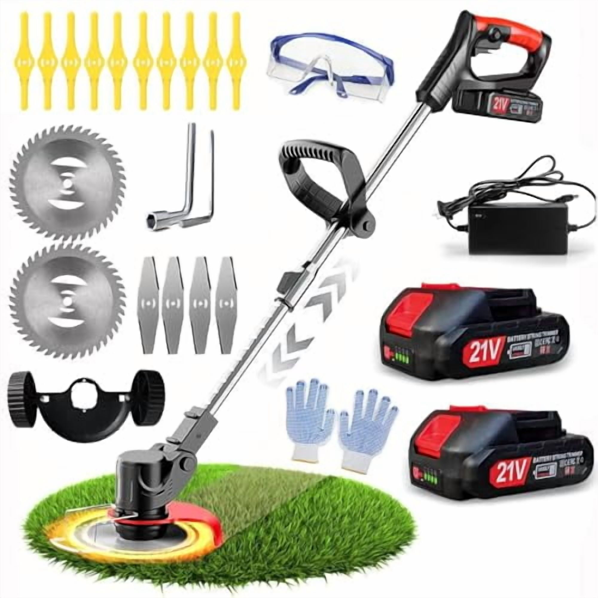 Cordless Weed Wacker Battery Powered Electric 21V 7.5Ah,Weed Wacker ...
