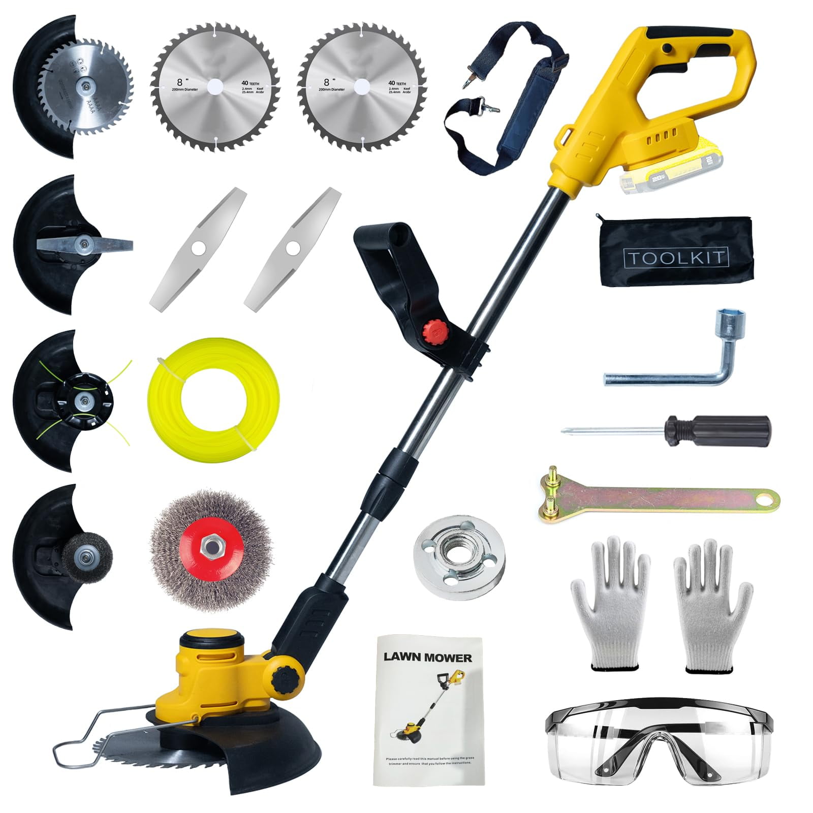 Cordless Weed Wacker for Dewalt 20V Battery with 4 Types Blades ...