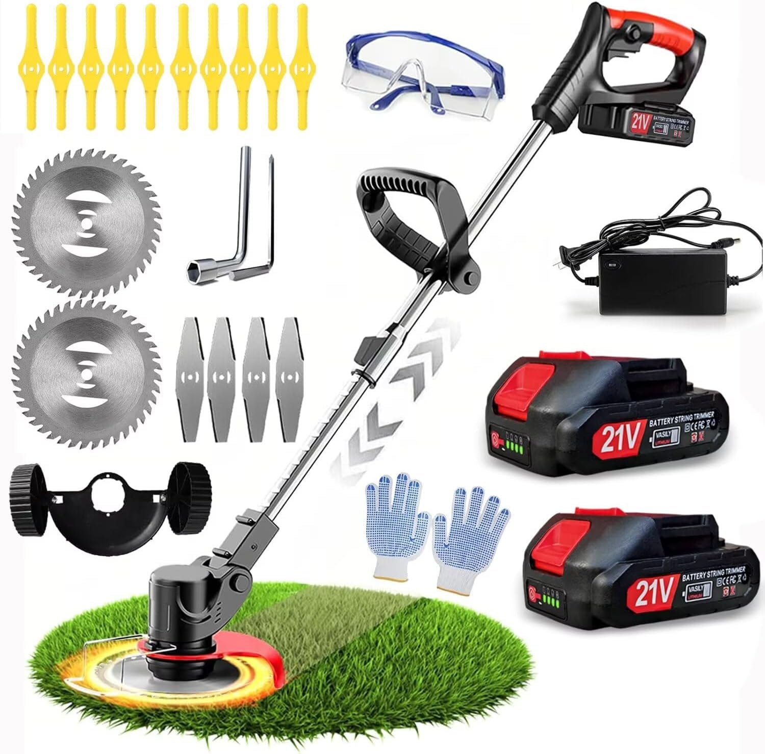 Cordless Weed Wacker, Electric Grass Trimmer Battery Powered Weed ...