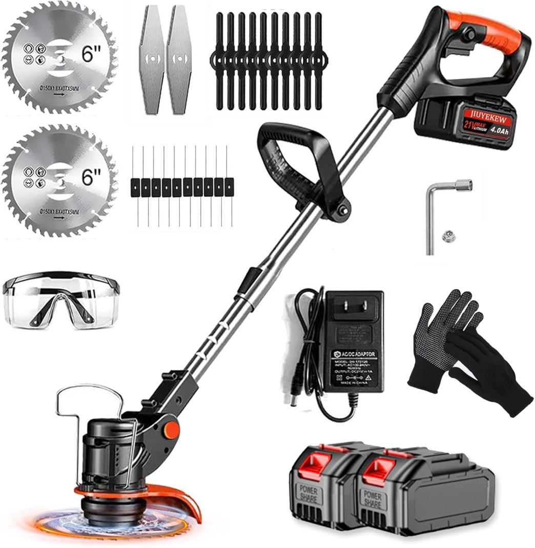 Cordless Weed Wacker, Electric Weed Trimmer Battery Powered with 2X 21V ...