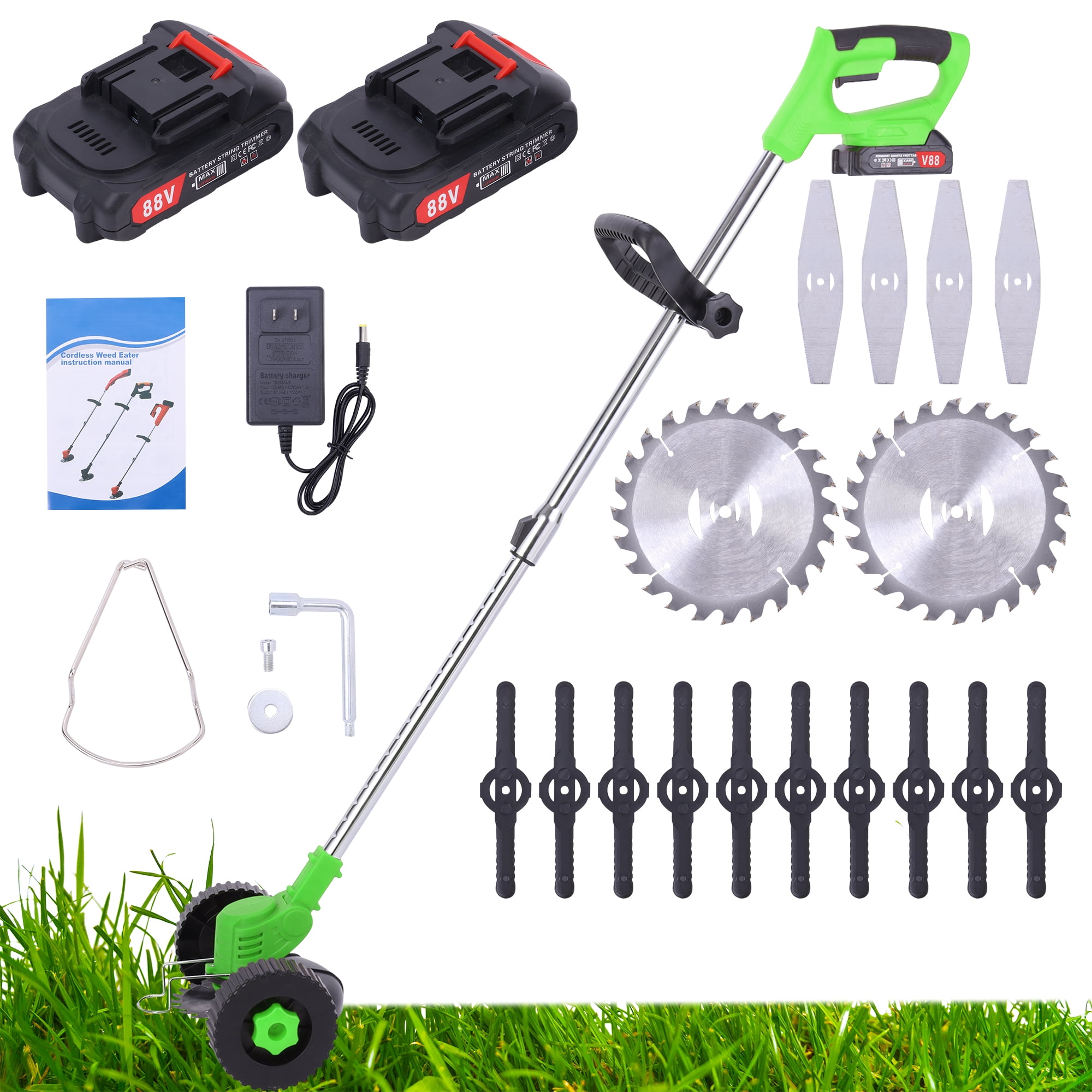 Cordless Weeder Mower Battery Powered 88V Electric Weeder Brush Cutter ...