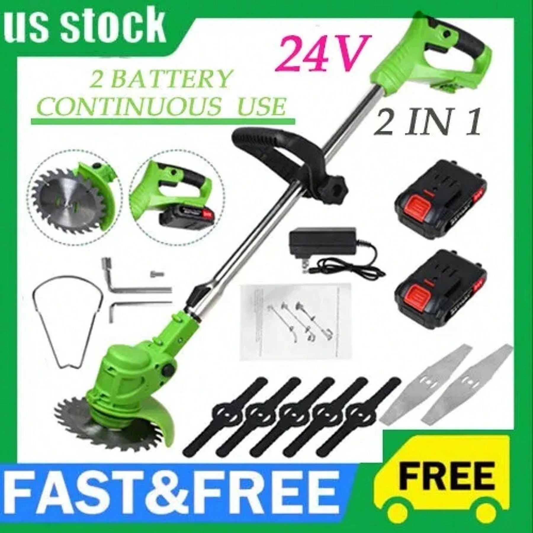 Cordless Weeds Eater Electric Brush Cutter Lawn Edger Grass String ...
