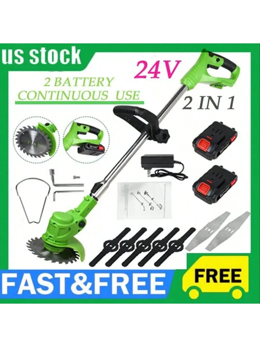 Cordless Weeds Eater Electric Brush Cutter Lawn Edger Grass String ...