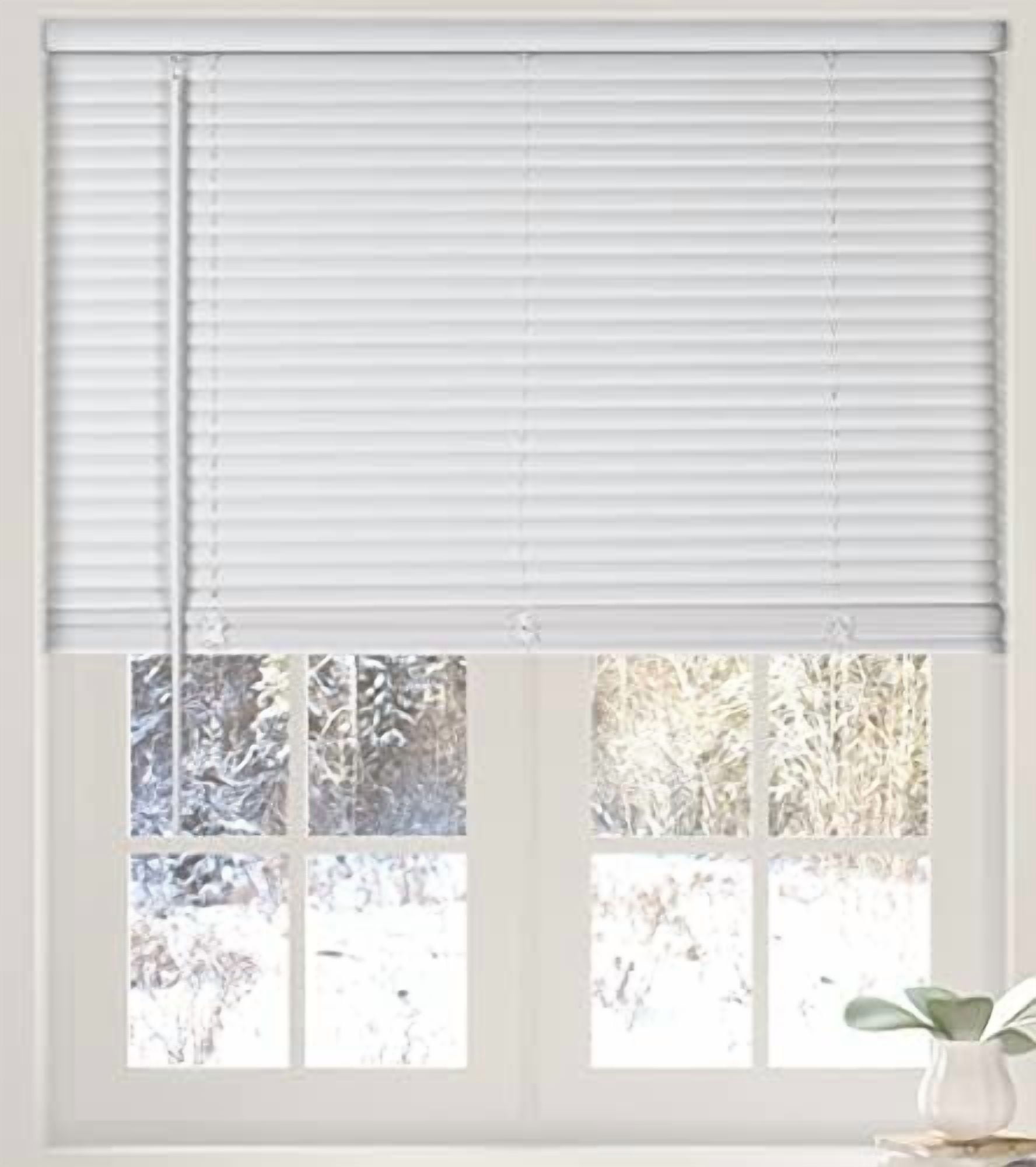 Cordless White 1” Light Filtering Mini Blinds 62.5” W x 73” H Window ...