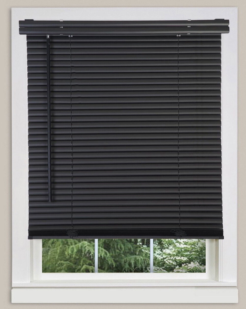 Cordless Window Minds Mini Blinds 1" Slats Black Vinyl Blind with ...