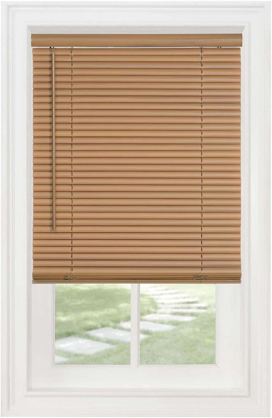 Cordless Window Minds Mini Blinds 1" Slats Woodtone Vinyl Blind- 72" (L ...