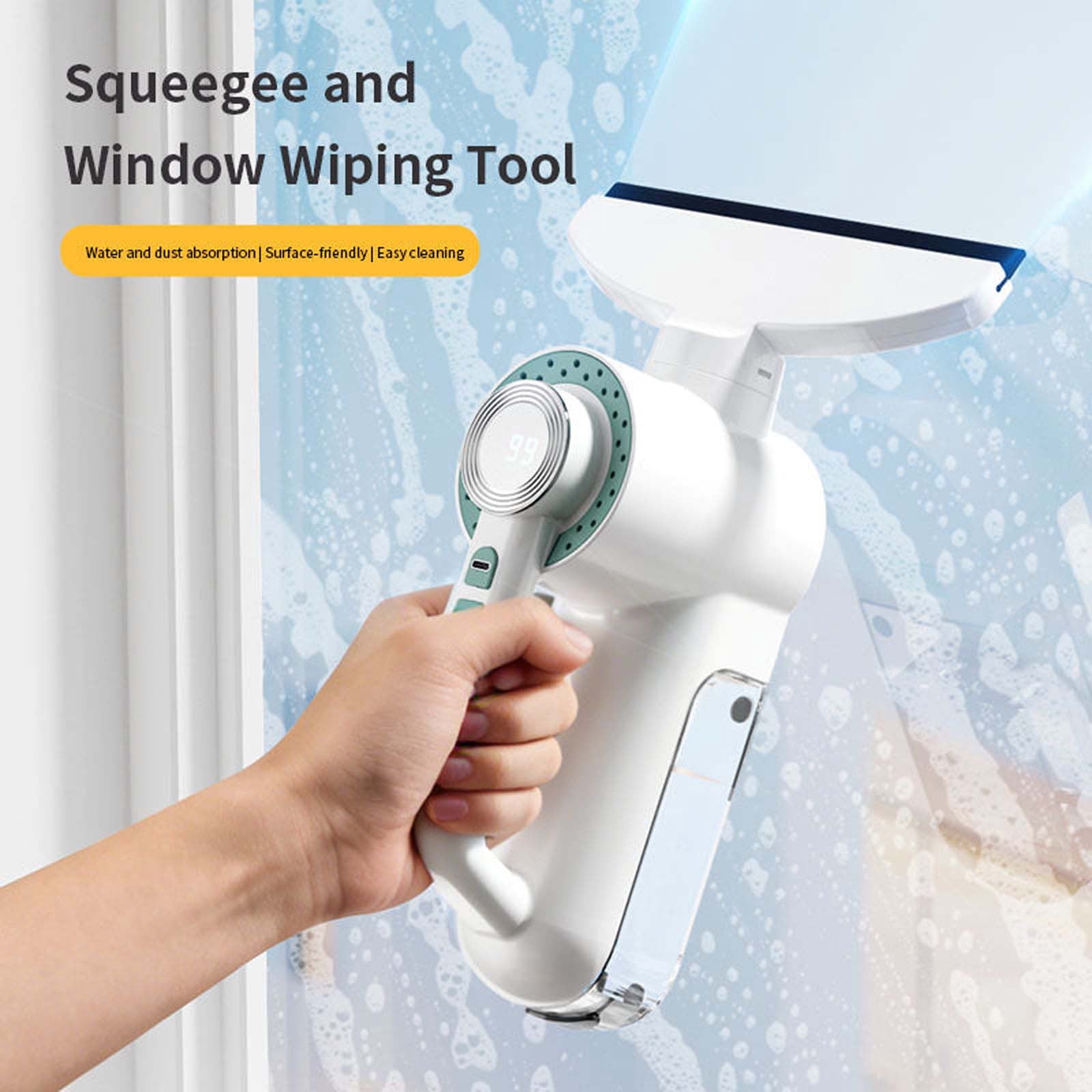 Cordless Window Vacuum Squeegee with LED Display, 1200Pa Suction Glass ...