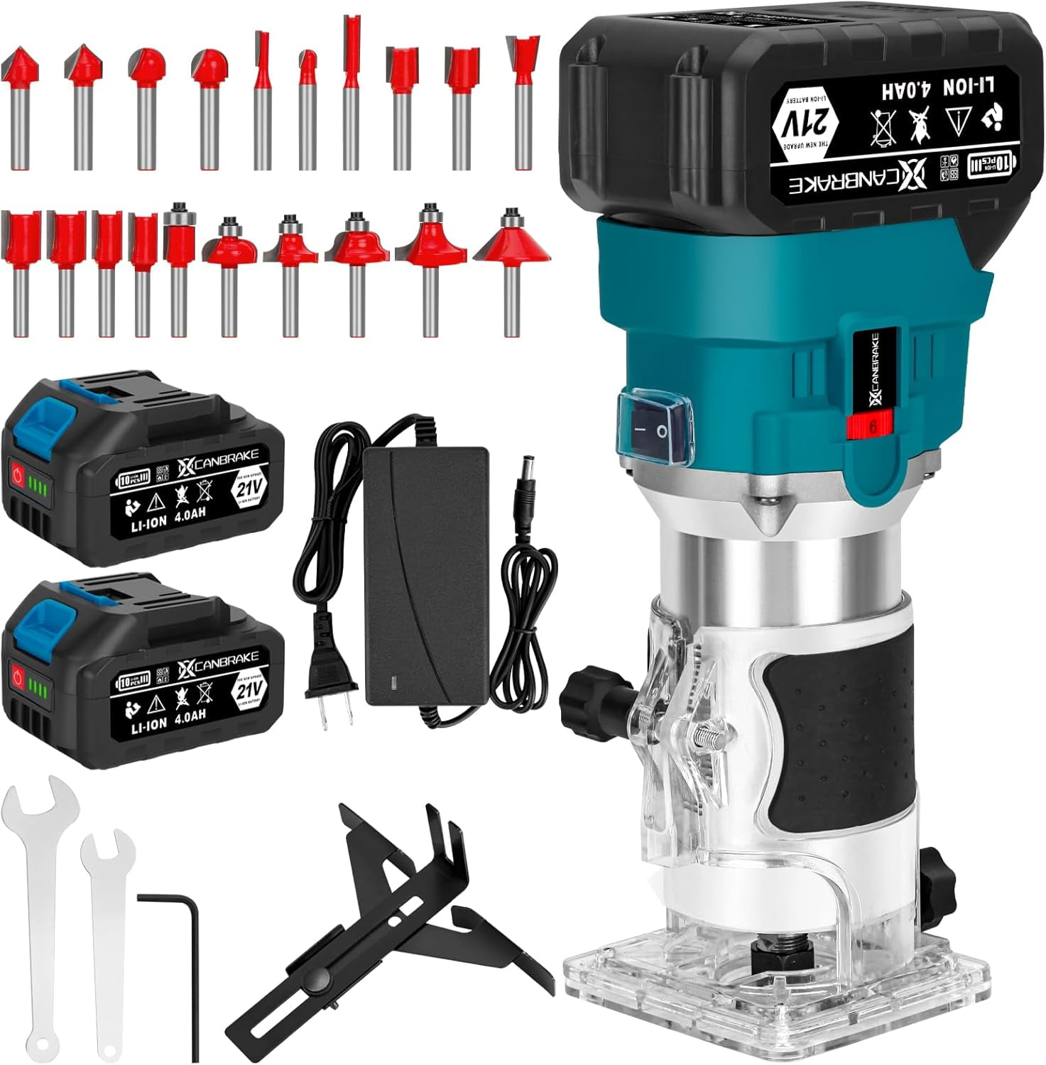 Cordless Wood Router 21V Brushless Trimmer Router with 2 x 4.0Ah ...