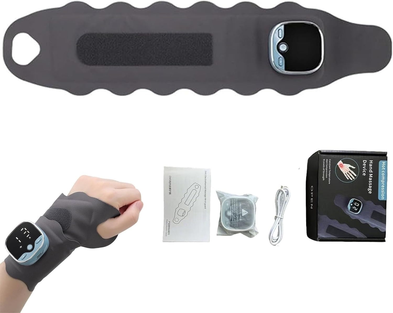 Cordless Wrist Heating Pad，Portable Wrist Massager, 5 modes, 9 ...