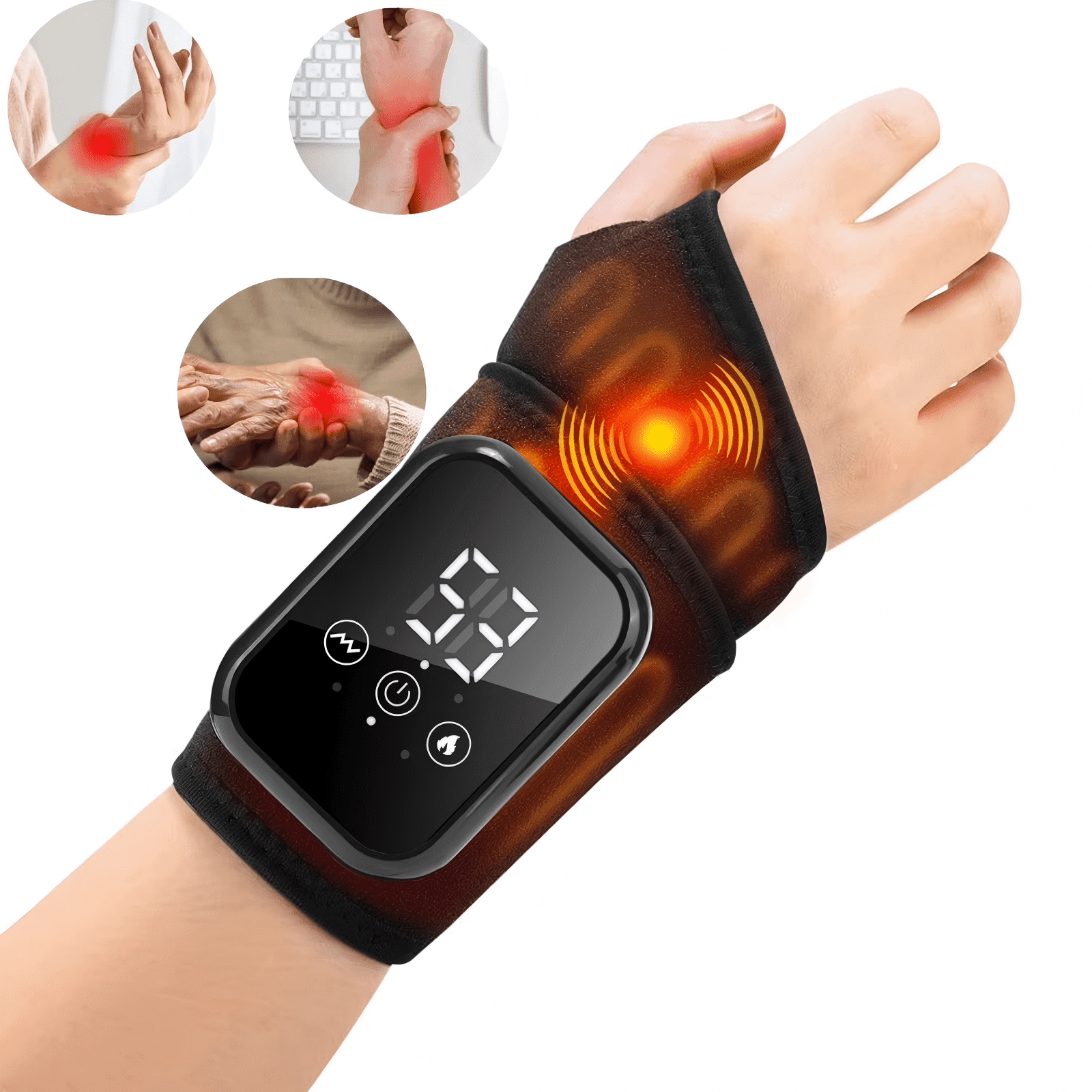 Cordless Wrist Heating Pad Wrap, Heated Wrist Brace with Heating & 3 ...