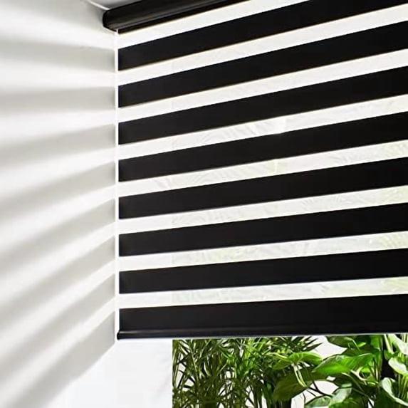 Cordless Zebra Blinds for Windows (36" W X 72" H, Black) Free-Stop ...