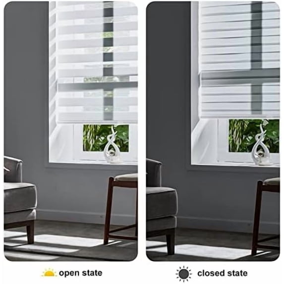 Cordless Zebra Blinds for Windows (45" W X 64" H, White) Free-Stop ...